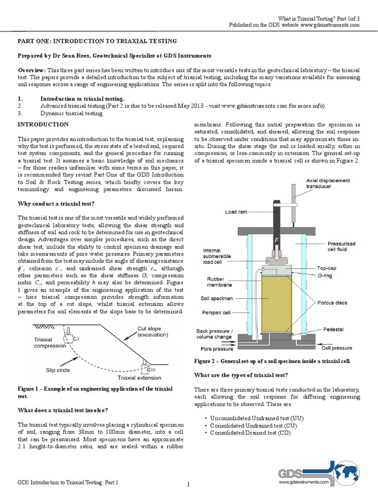 Introduction To Triaxial Testing Pdf Stress Mechanics Soil