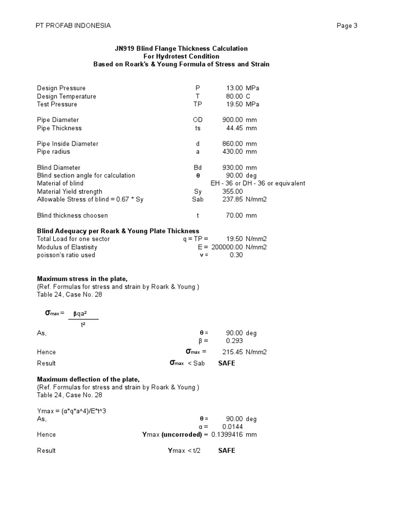 Blind Flange Thickness Calculation Guide | PDF | Strength Of Materials ...