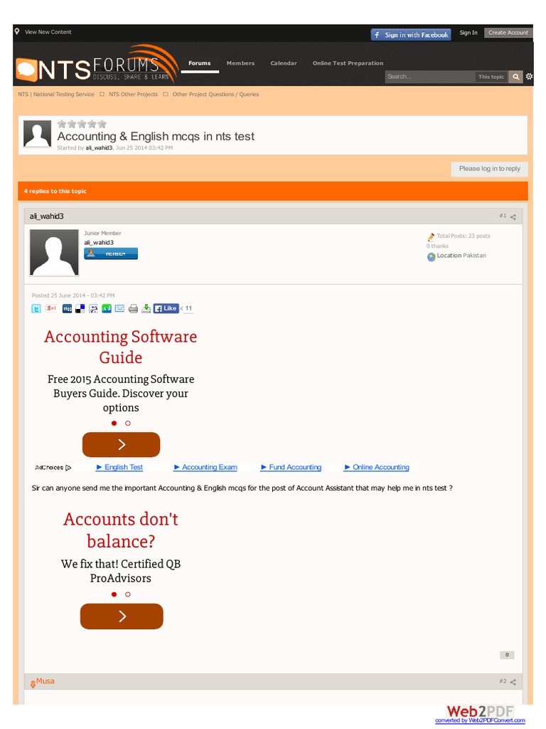 Accounting & English Mcqs in Nts Test Www-Ntsforums-Com | PDF ...