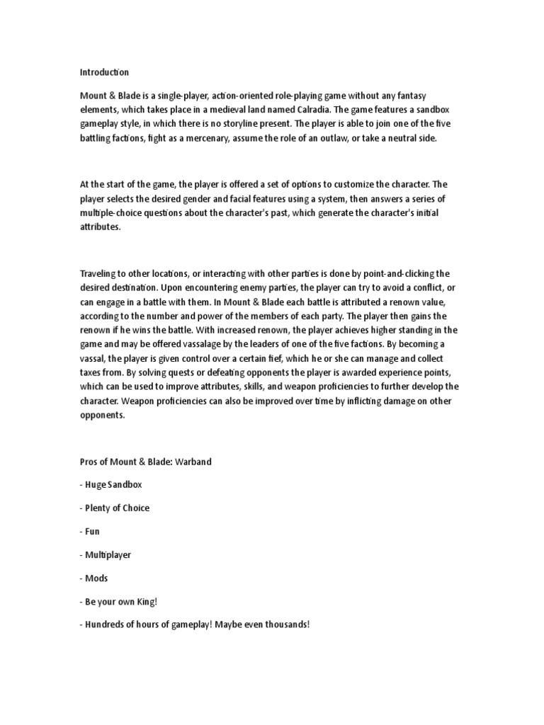 Mount&Blade Warband Guide | PDF | Unrest | Leisure