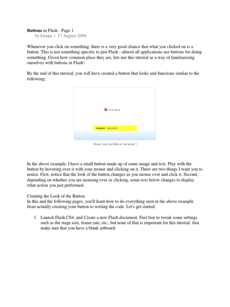 Button in Flash | PDF | Button (Computing) | Graphical User Interfaces