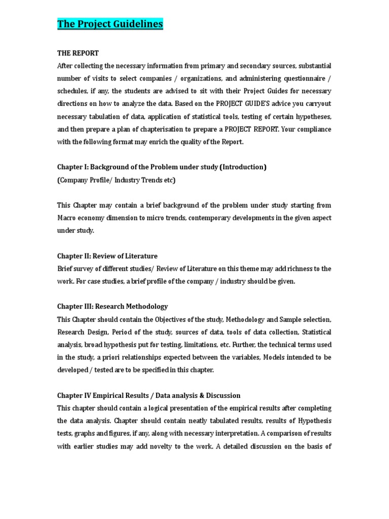 The Project Guidelines (OLD) | PDF | Data Analysis | Statistics