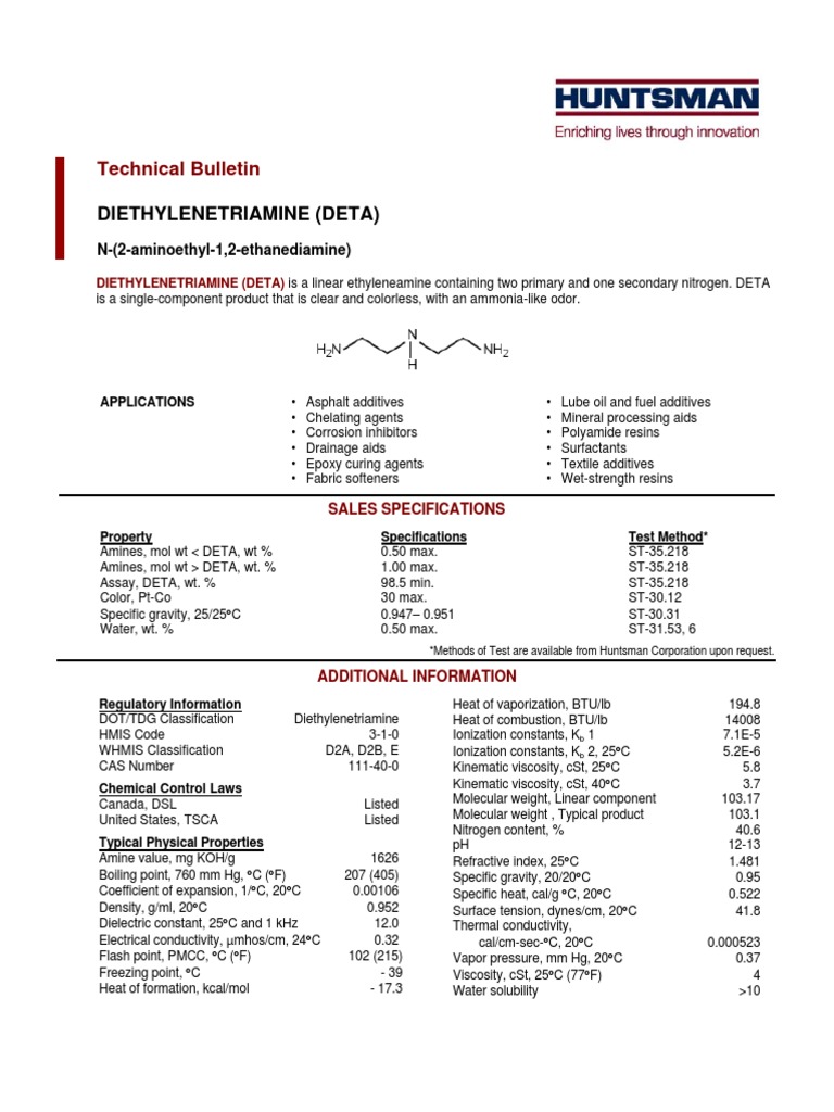 Diethylenetriamine Deta | PDF | Iron | Stainless Steel