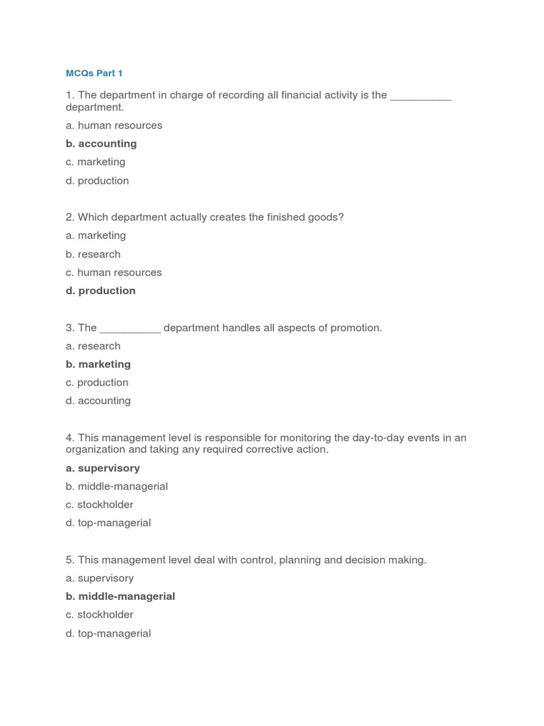 B. Accounting: Mcqs Part 1 | PDF | Relational Database | Relational Model