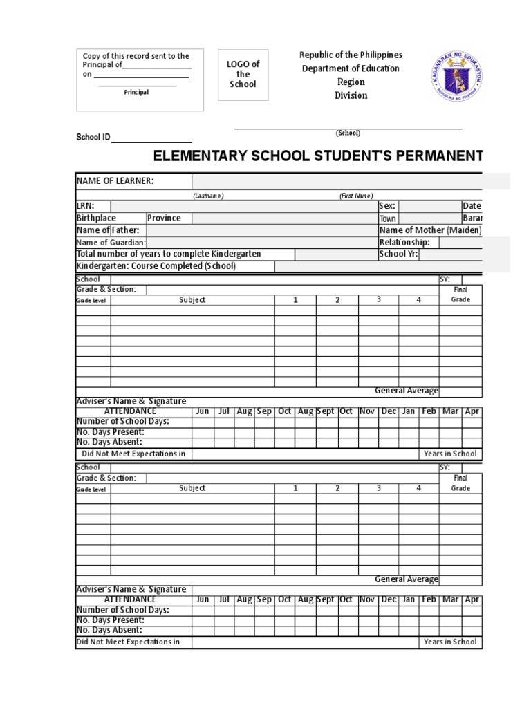 Form 137-E and Form137-A Template | PDF | Schools | Quality Of Life