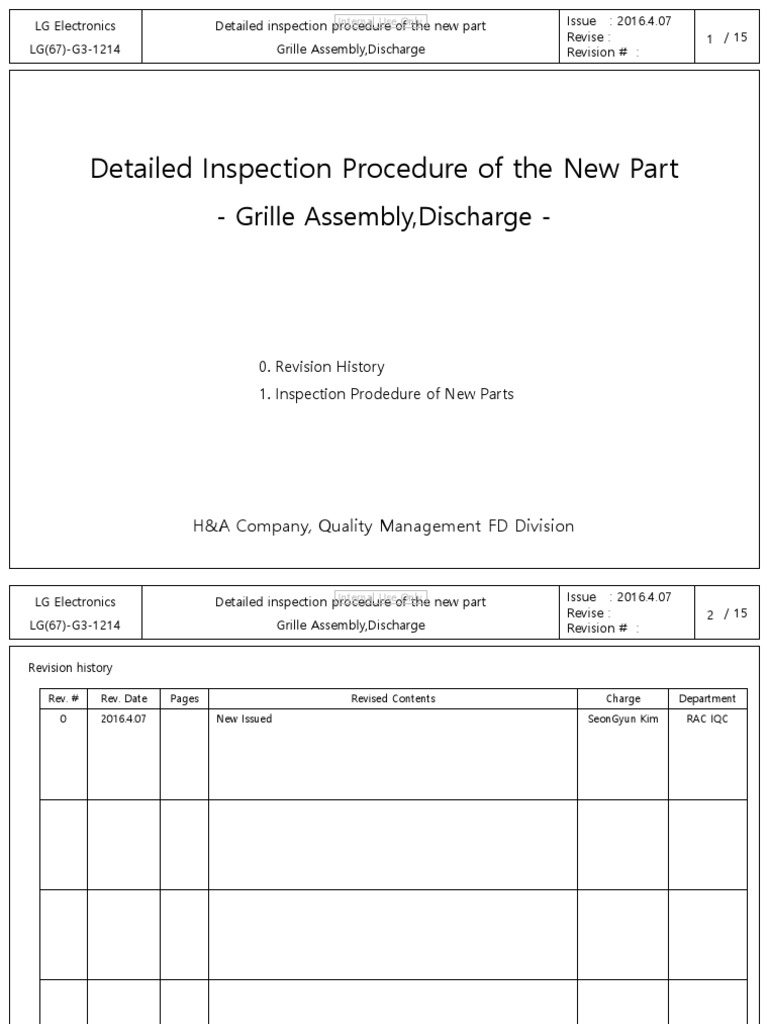 (IQC) LG (67) - G3-1214 - Grille Assembly Discharge - Detailed ...