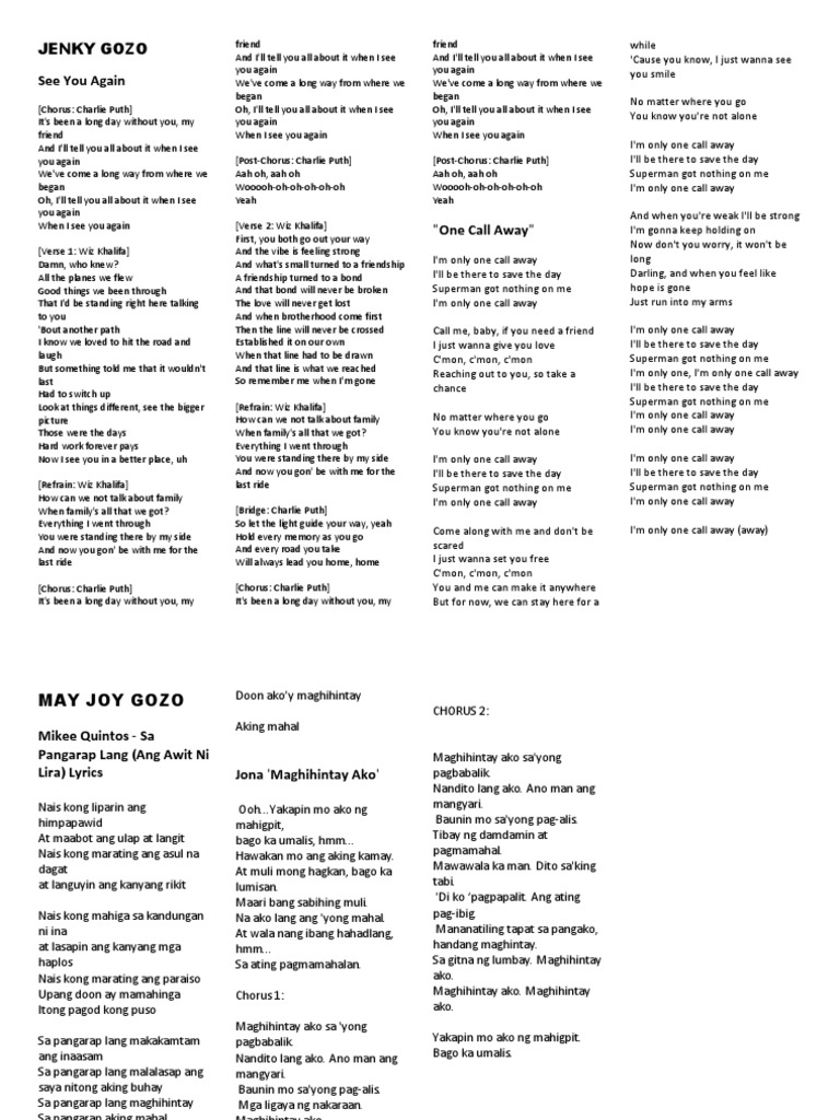 Jenky Gozo See You Again | PDF | Leisure | Entertainment (General)