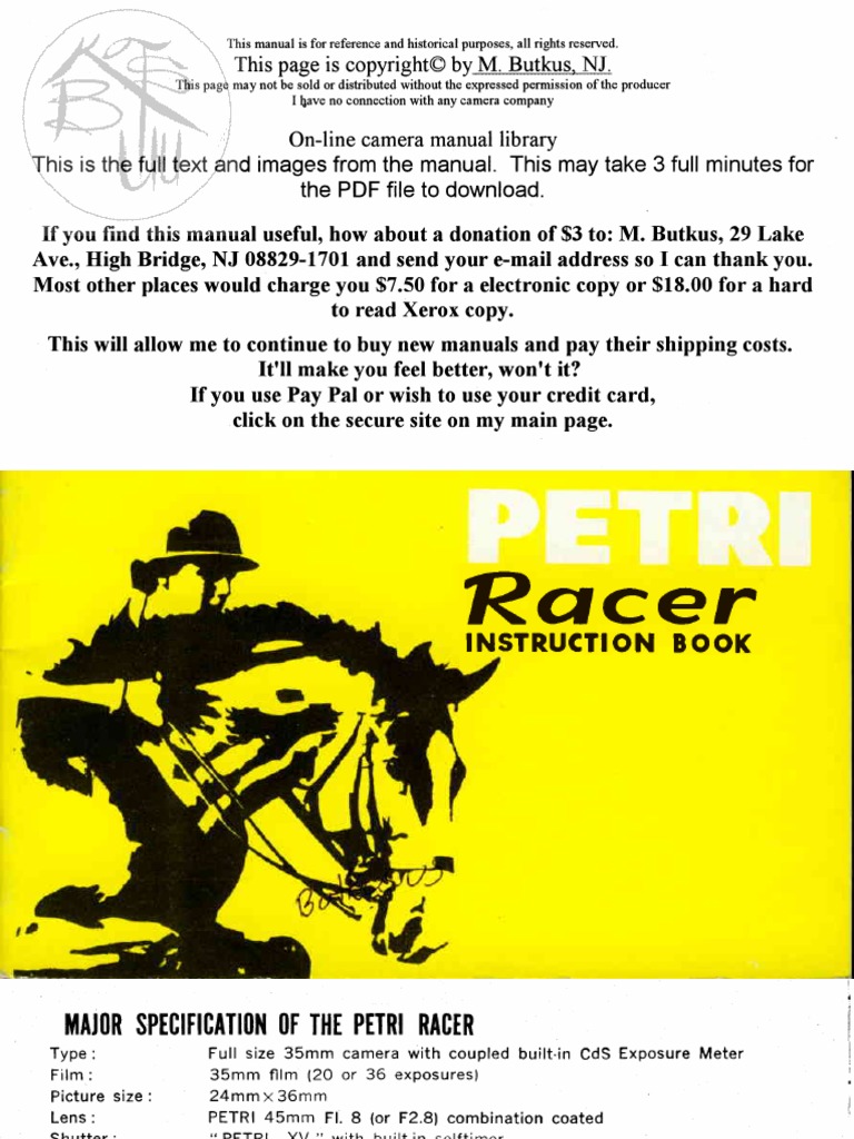 Petri Racer | PDF | Exposure (Photography) | Flash (Photography)