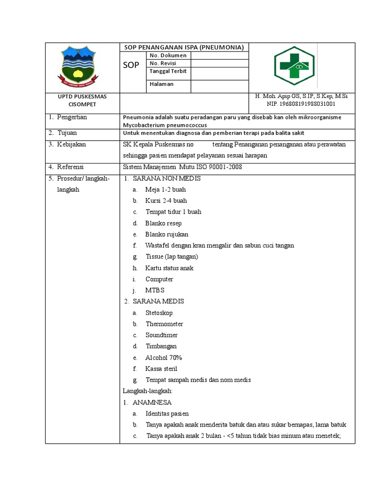 Sop Pneumonia | PDF