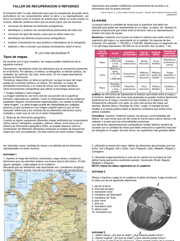 Taller de Cartografía para Sexto Grado | PDF | Mapa | Cartografía