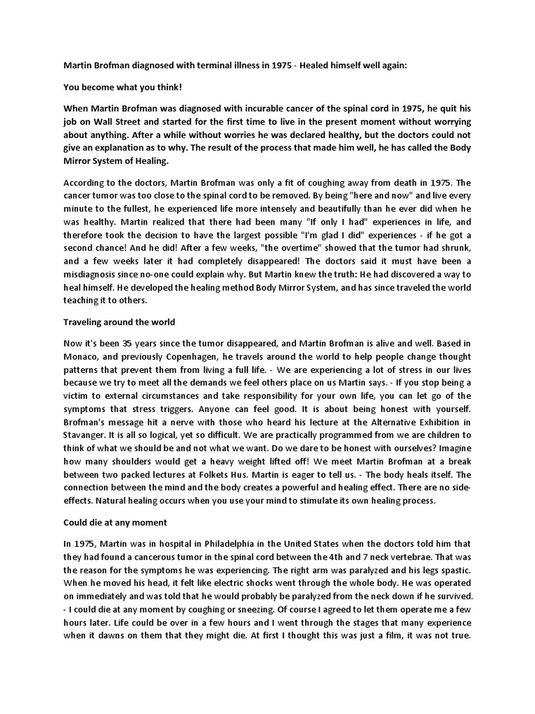 Martin Brofman's Healing Journey | PDF | Chakra | Thought