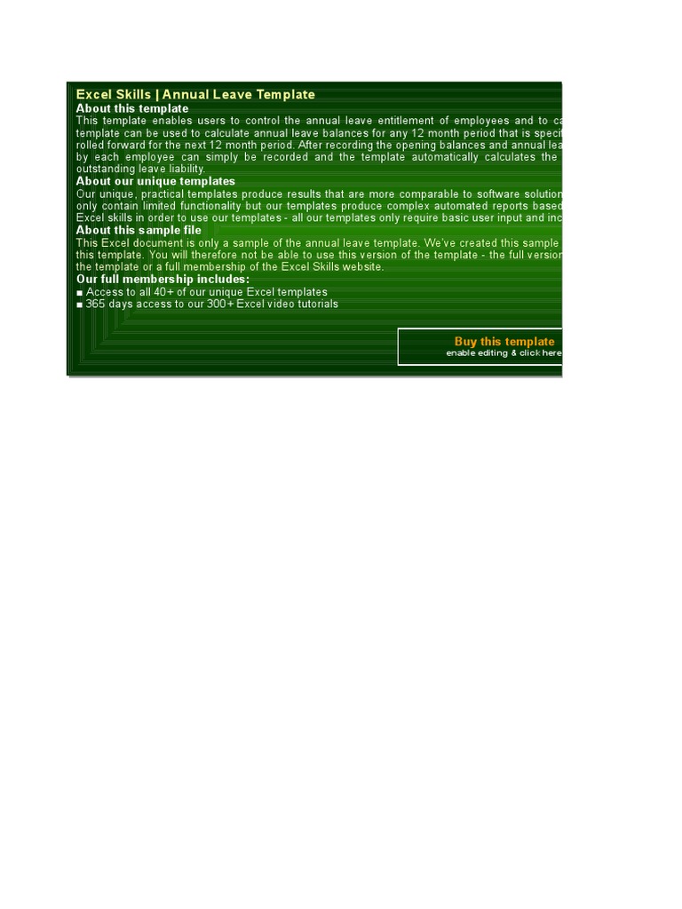 Annual Leave Sample | PDF | Accrual | Microsoft Excel