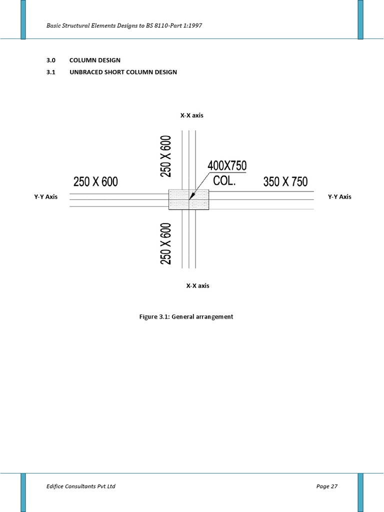 Unbraced Short Column Design to BS 8110 | Column | Beam (Structure)