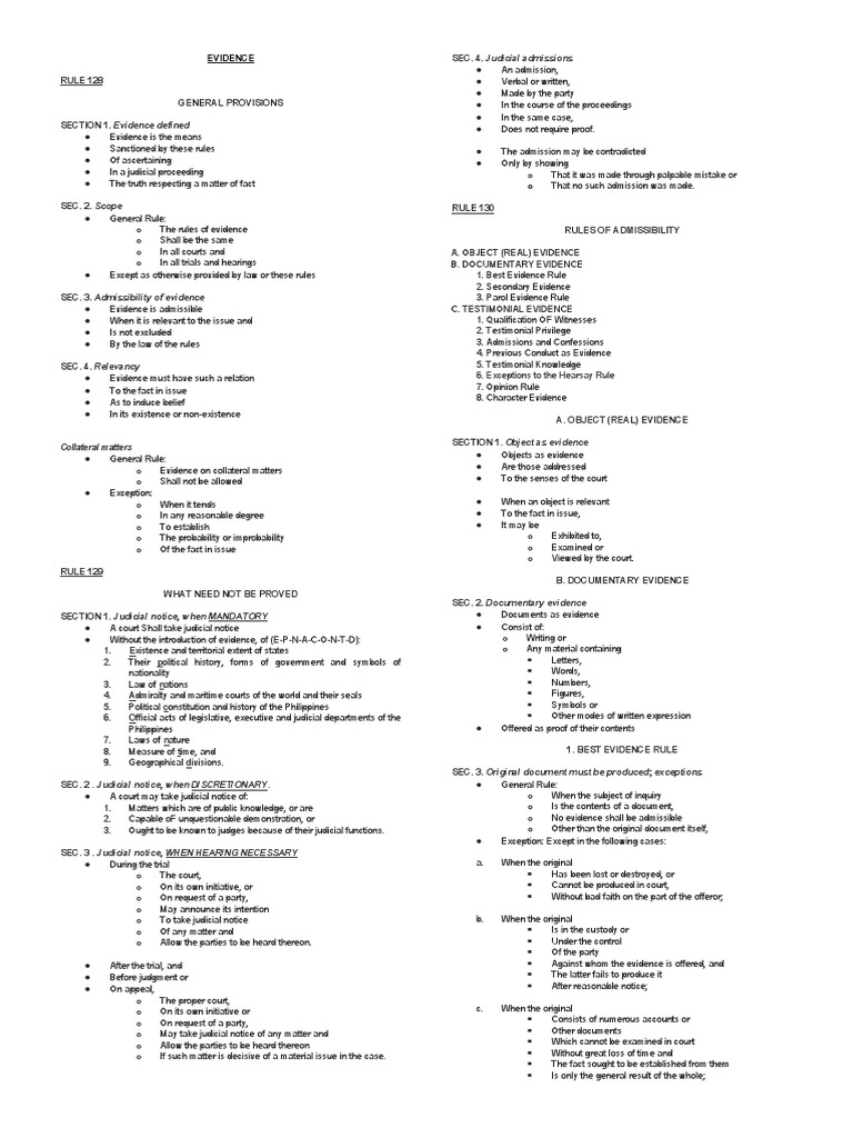 Rules of Court - Evidence | PDF | Evidence (Law) | Witness