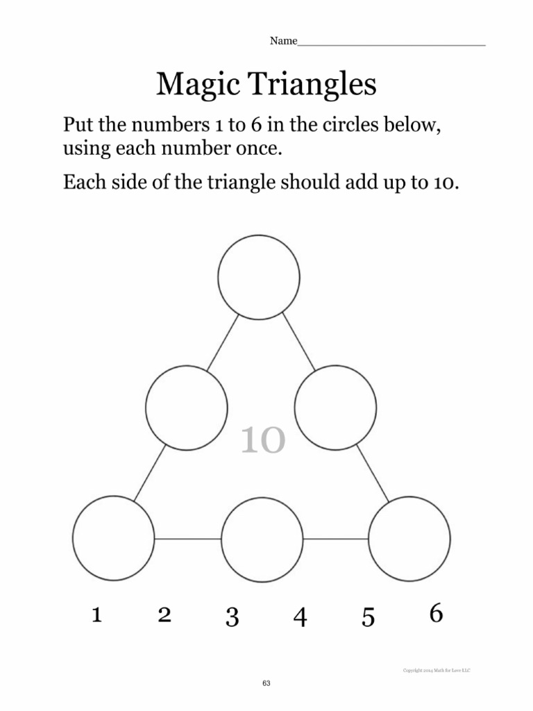 Magic Triangles Worksheet 1 | PDF