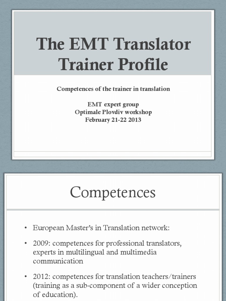 EMT Translator Trainer - Competences - Rev | PDF | Competence (Human ...