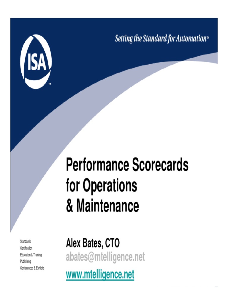 Performance Scorecards For Operations & Maintenance: Alex Bates, CTO ...