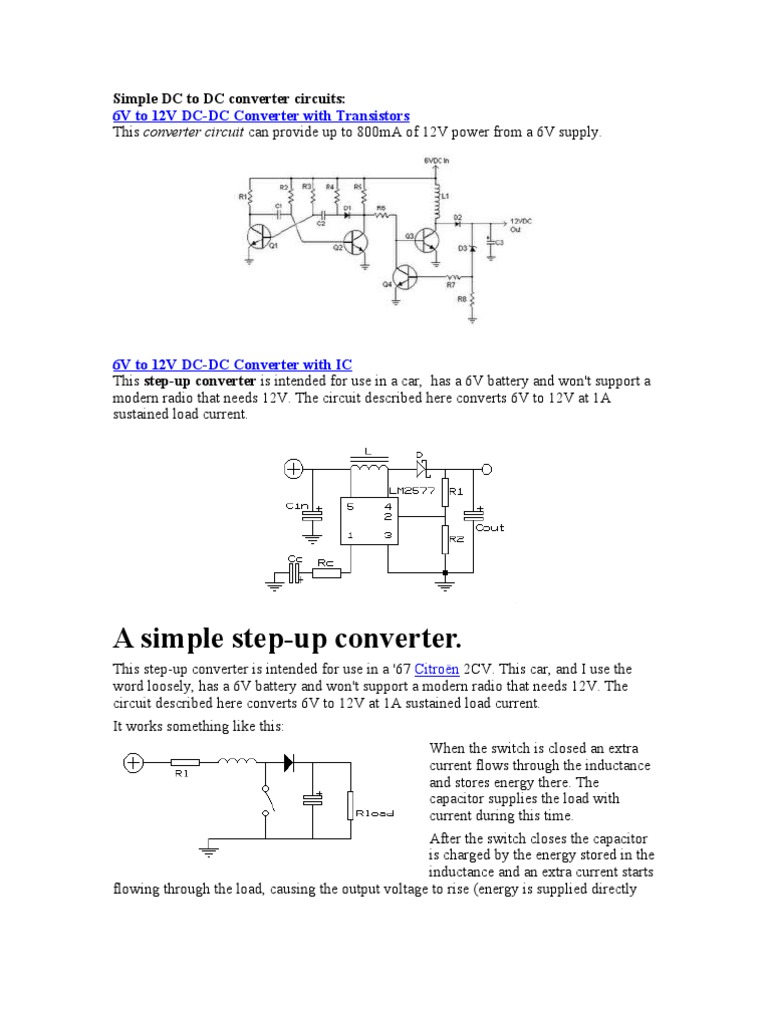 Simple DC To DC Converter Circuits | PDF | Inductor | Inductance