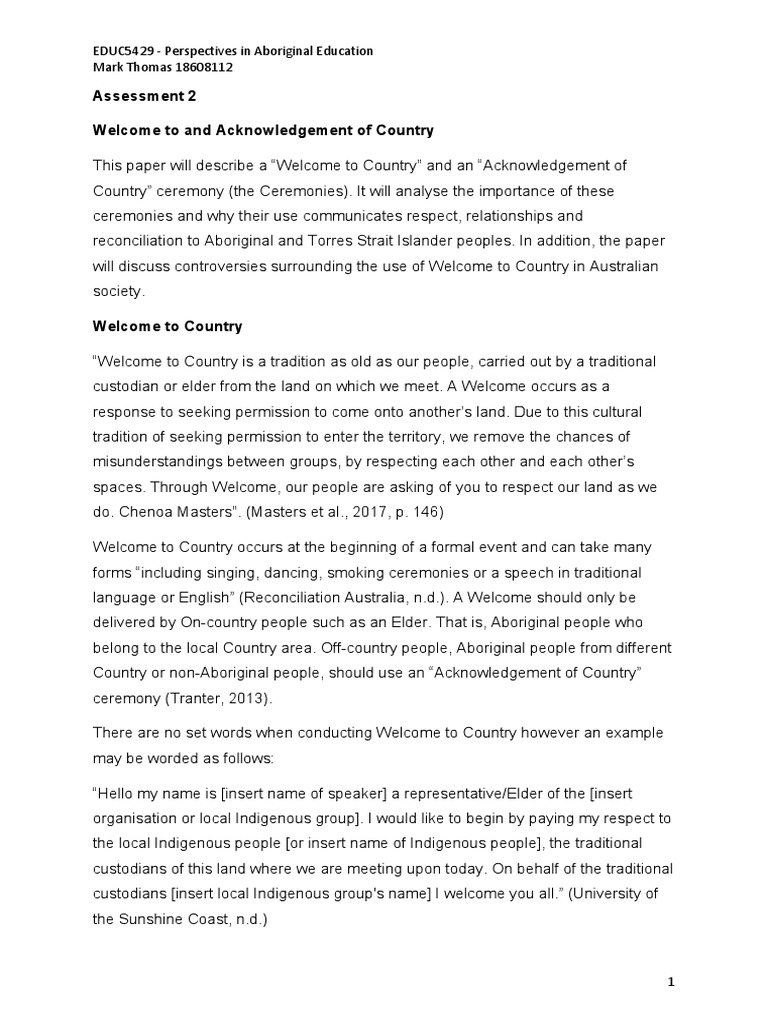 Assessment 2 Welcome To and Acknowledgement of Country Final | PDF ...