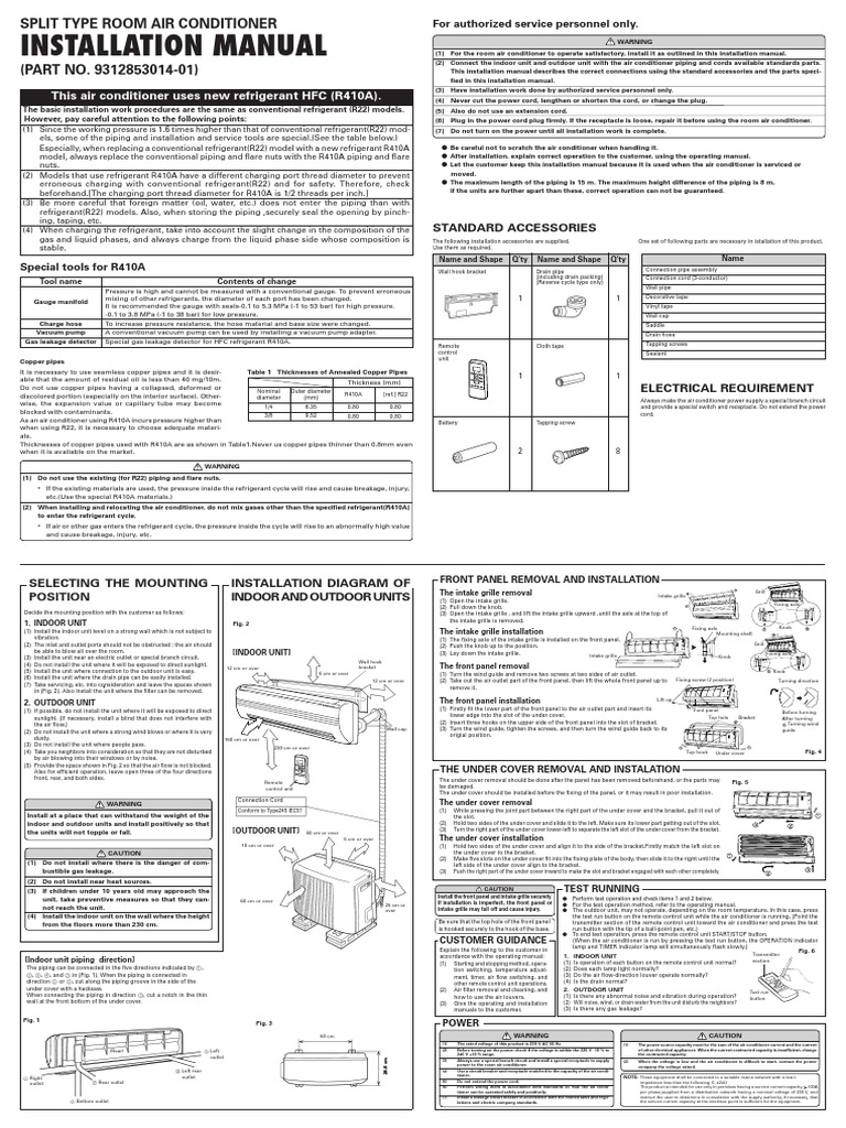 Split type AC Installation Manual.pdf | Electricity | Manufactured Goods