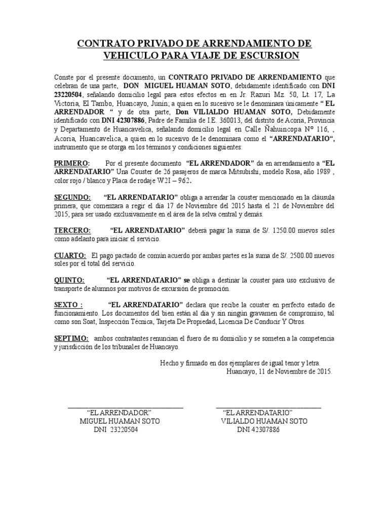 CONTRATO Alquiler Taxi | PDF | Business