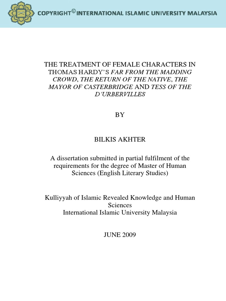 Akhter, Bilkis - The Treatment of Female Characters in Thomas Hardy S FFMC, The Return of The ...