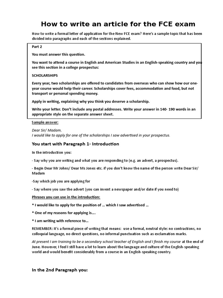 AD6 - How To Write An Article For New FCE Exam | PDF | Advertising ...