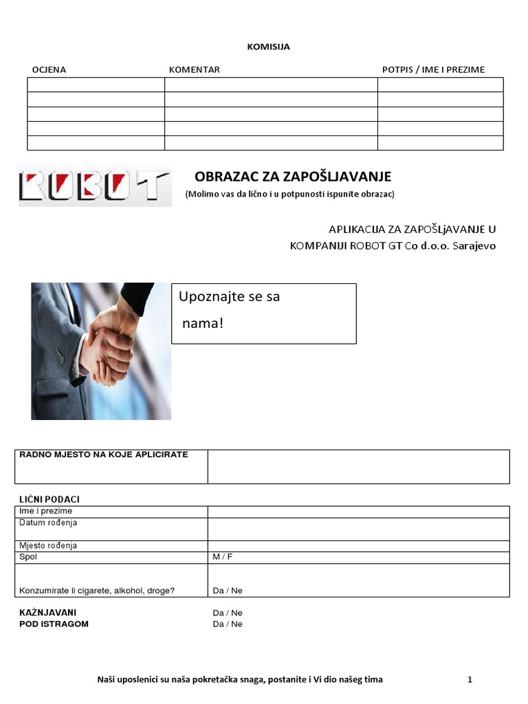 Kadrovski Anketni Upitnik | PDF
