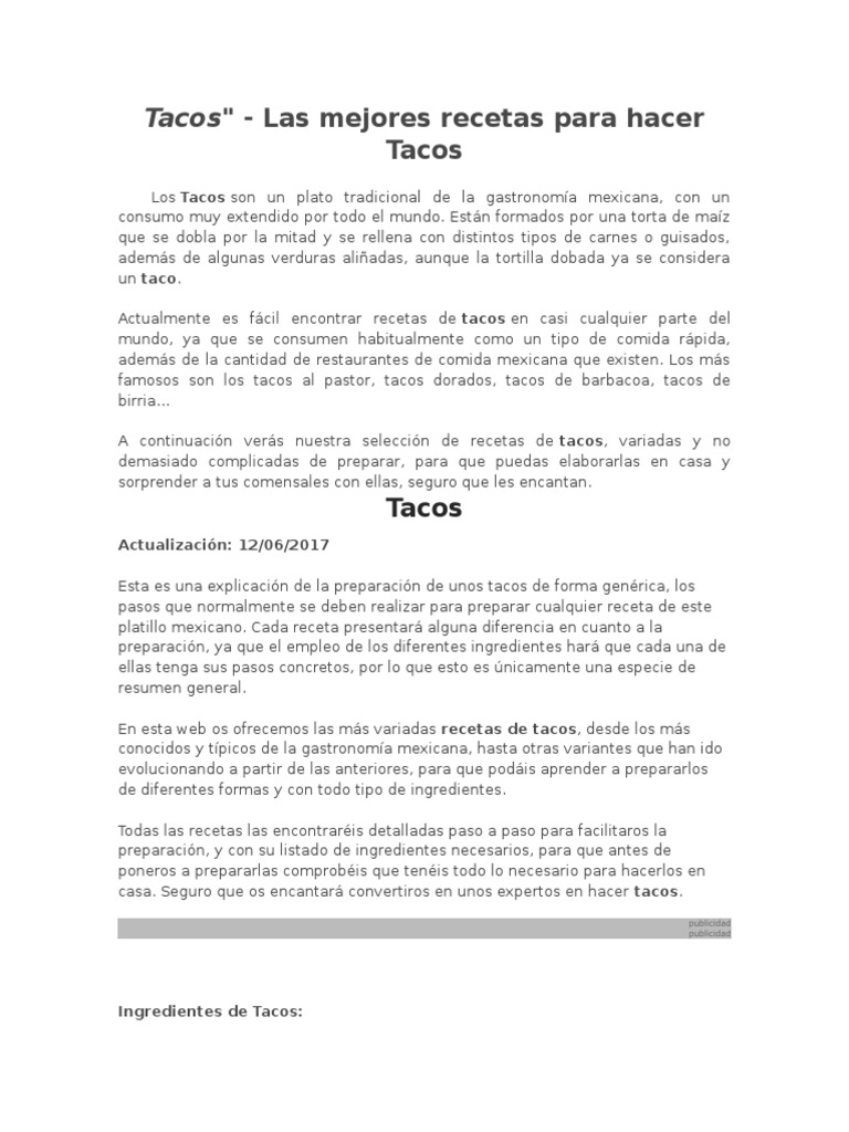 Guía completa para preparar tacos mexicanos en casa: ingredientes ...