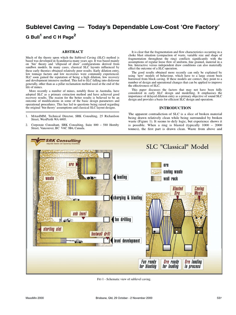 Sublevel Caving - Today's Dependable Low-Cost Ore Factory' PDF | PDF ...
