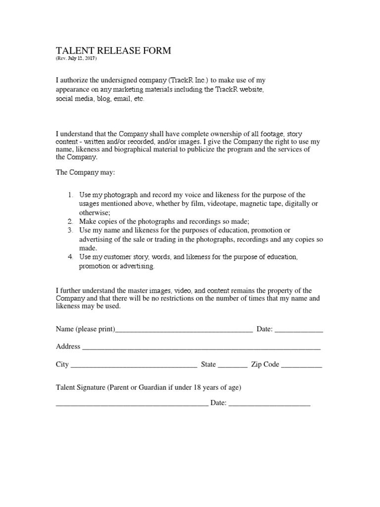 Customer Story Talent Release Form PDF | PDF | Social Science