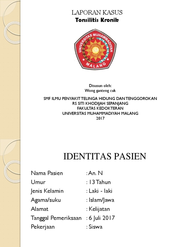 LAPSUS THT Tonsilitis Kronik | PDF