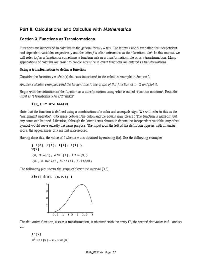 Part II. Calculations and Calculus With Mathematica: Section 3. Functions As Transformations ...