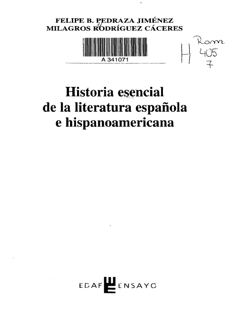 Índice - Historia Esencial de La Literatura Española e Hispanoamericana ...