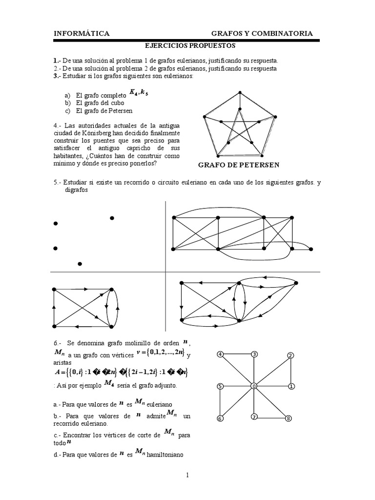Ejercicios Eulerianos y Hamiltonianos | PDF | Teoría de grafos | Informática teórica