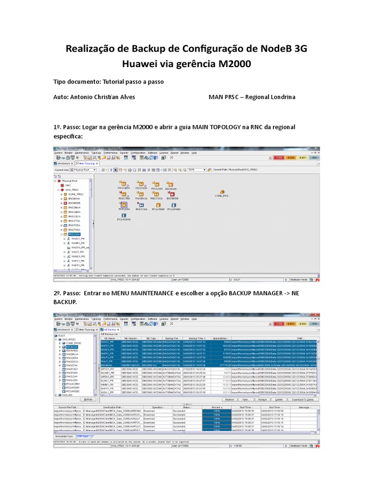 WCDMA - Backup de Configuração de NodeB 3G Huawei Via Gerência M2000 ...