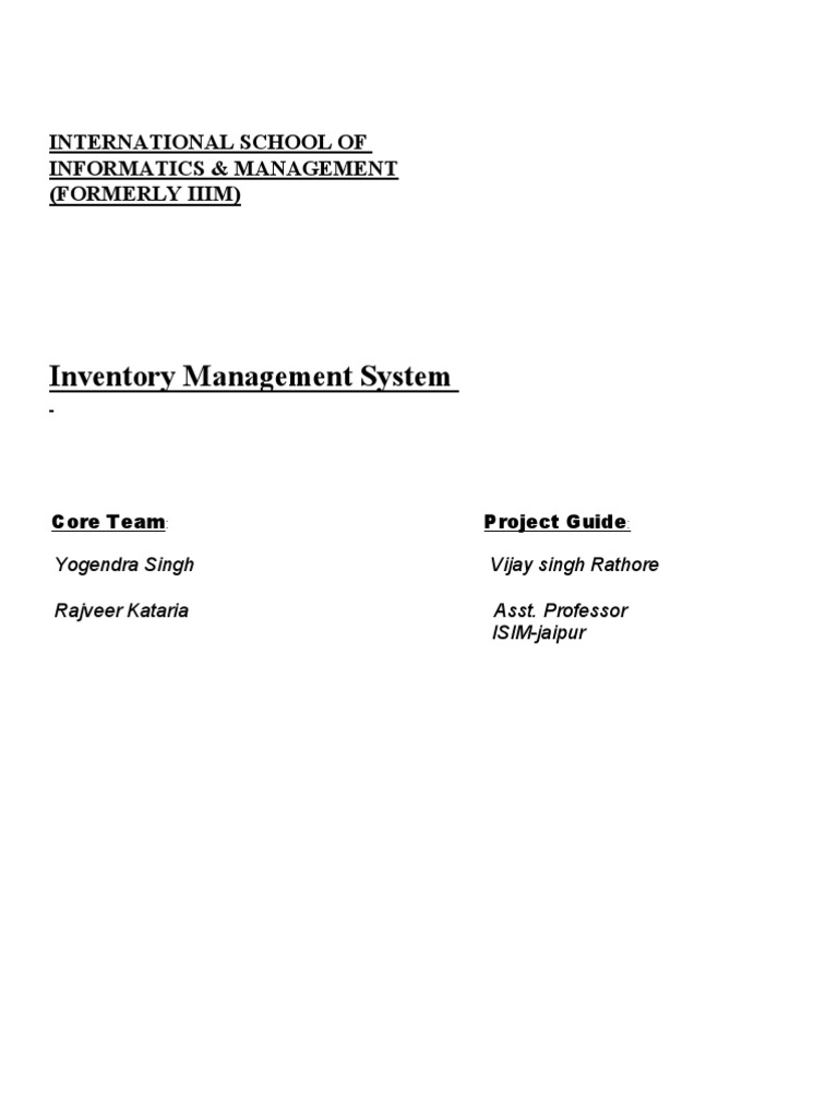 Inventory Management System Overview | PDF | Databases | Graphical User ...