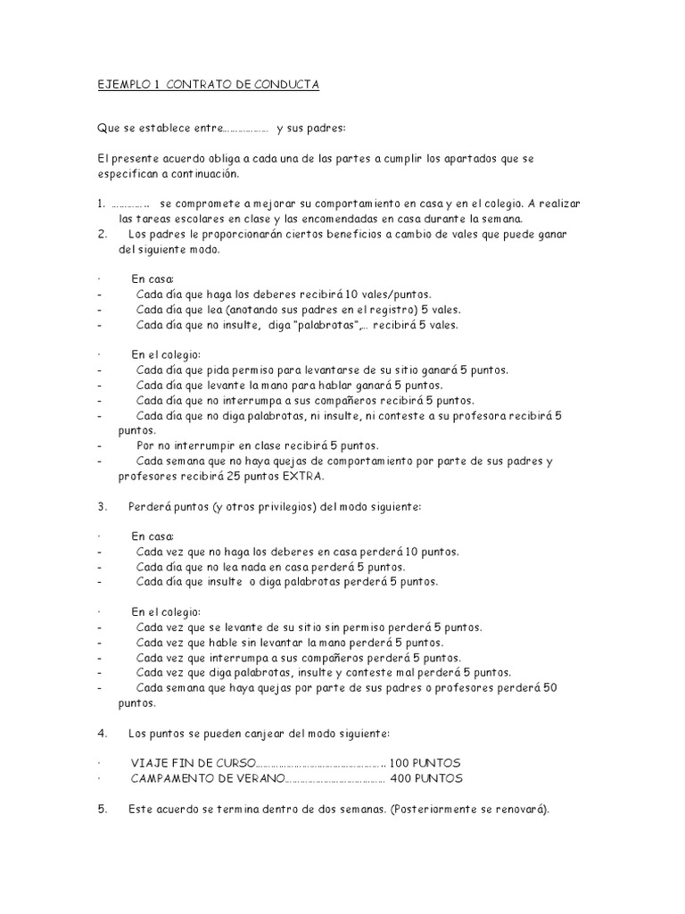 Contrato de Conducta para Adolescentes | PDF
