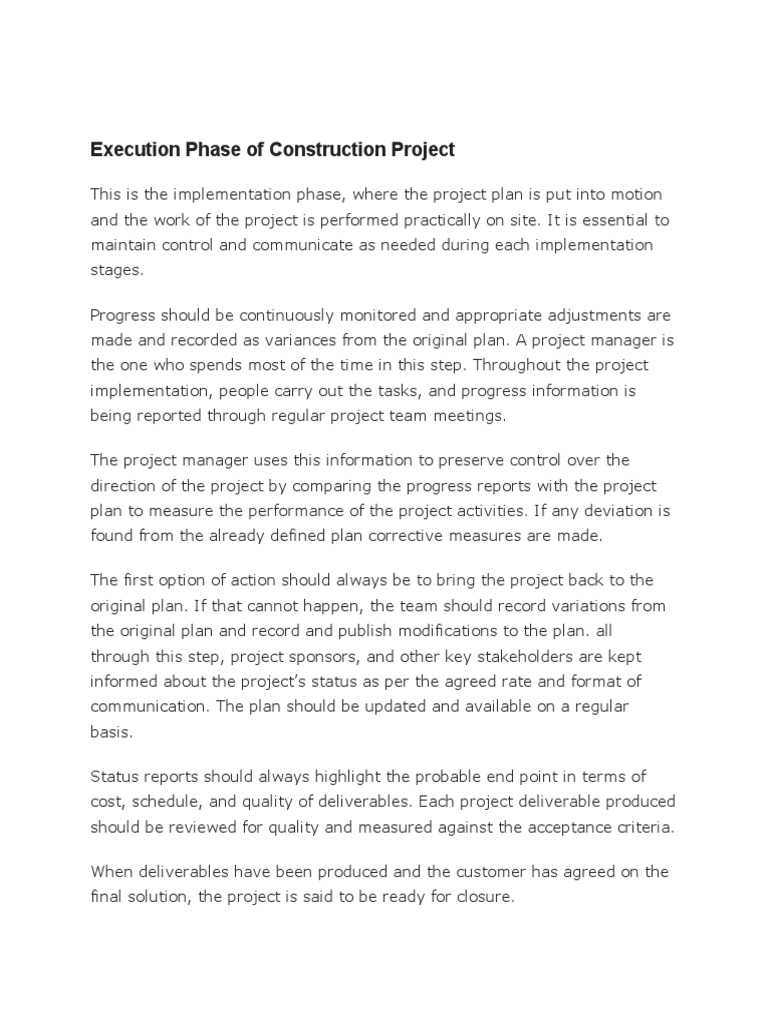 Execution Phase of Construction Project | Project Management | Project ...