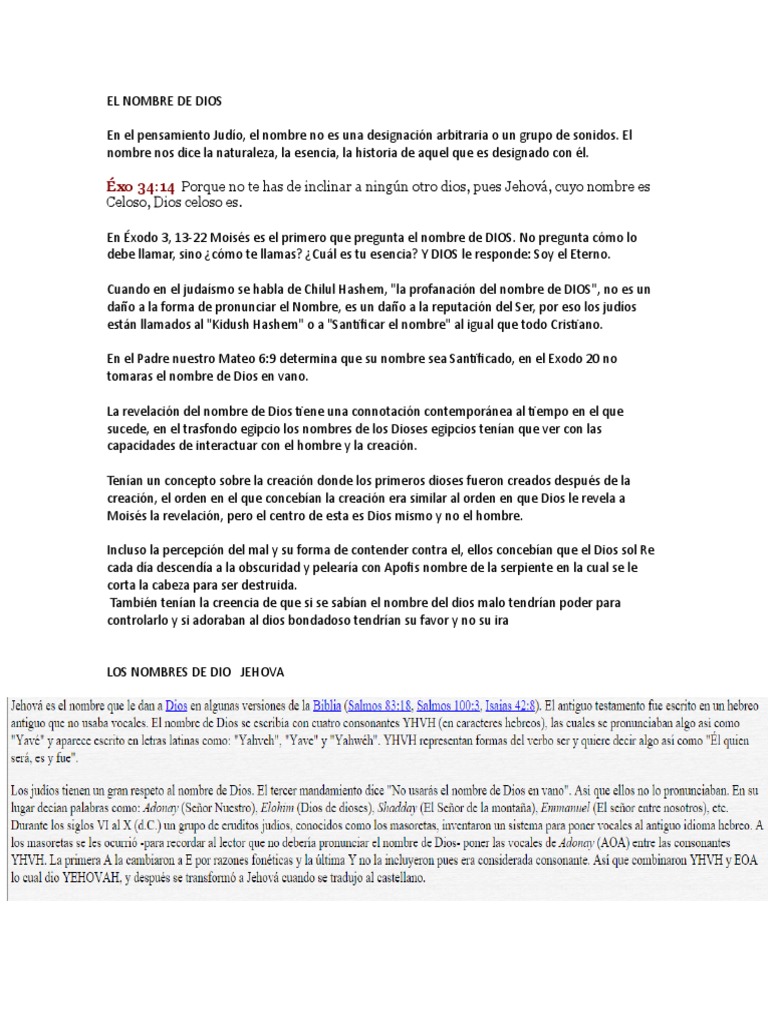 El Nombre de Dios Yahe Jeova | PDF | Yahvé | Biblia hebrea