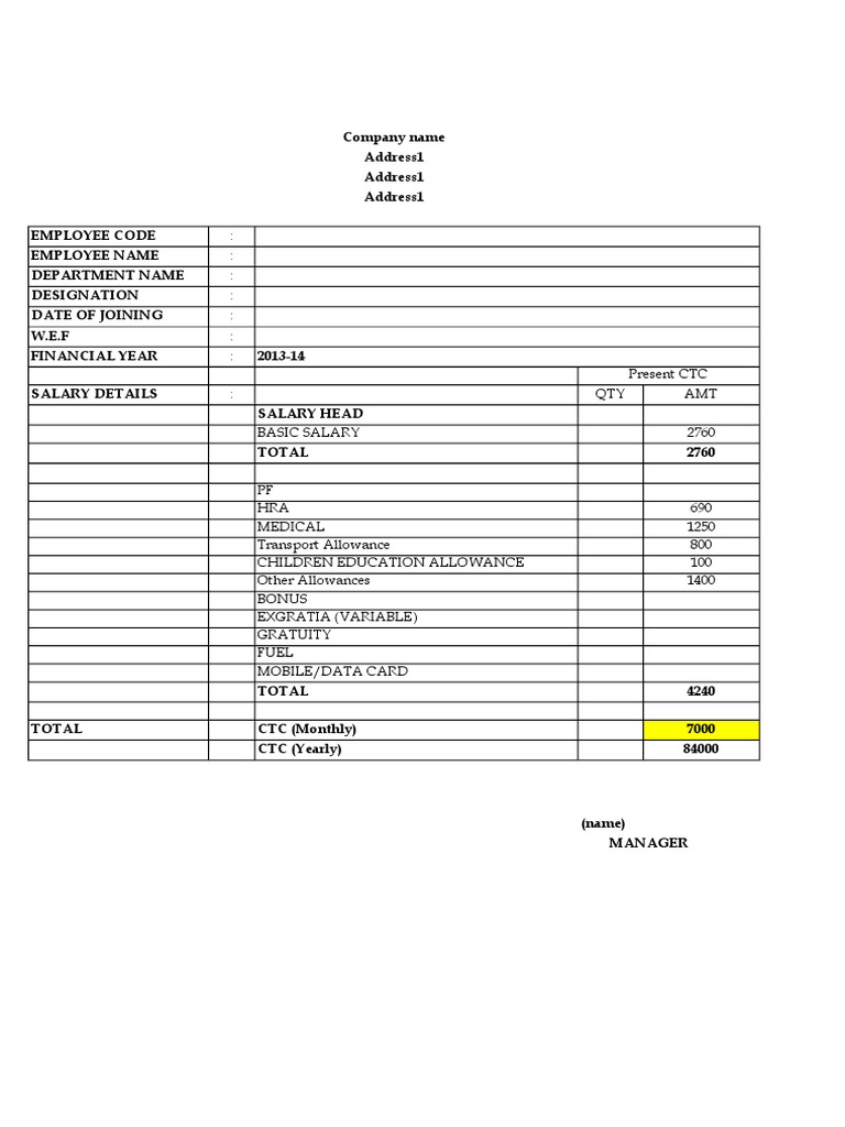 CTC Salary Slip Format and Details | PDF | Microsoft Excel | Software