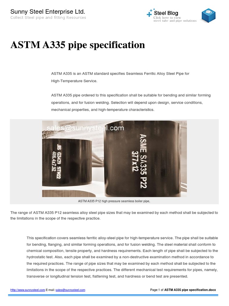 ASTM A335 Steel Pipe Guide | PDF | Pipe (Fluid Conveyance) | Annealing ...