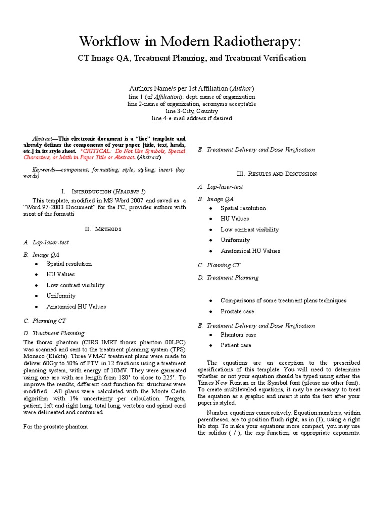 Radiotherapy Report Template | PDF | Citation | Radiation Therapy