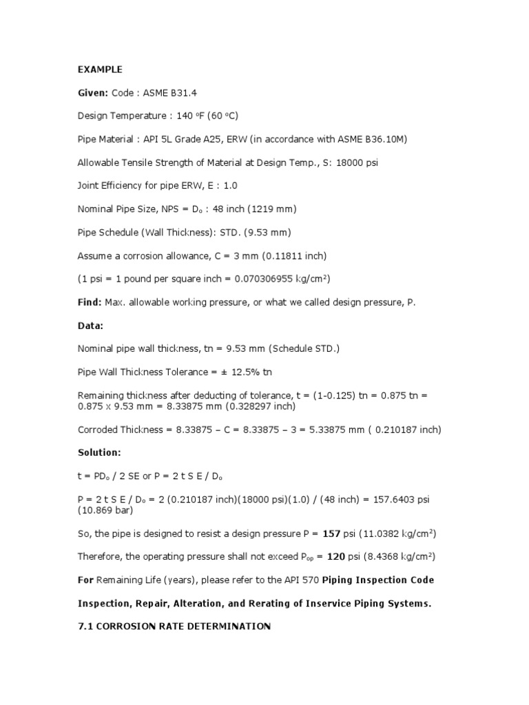 Pipe Thickness Calculation Guide | PDF | Pipe (Fluid Conveyance ...