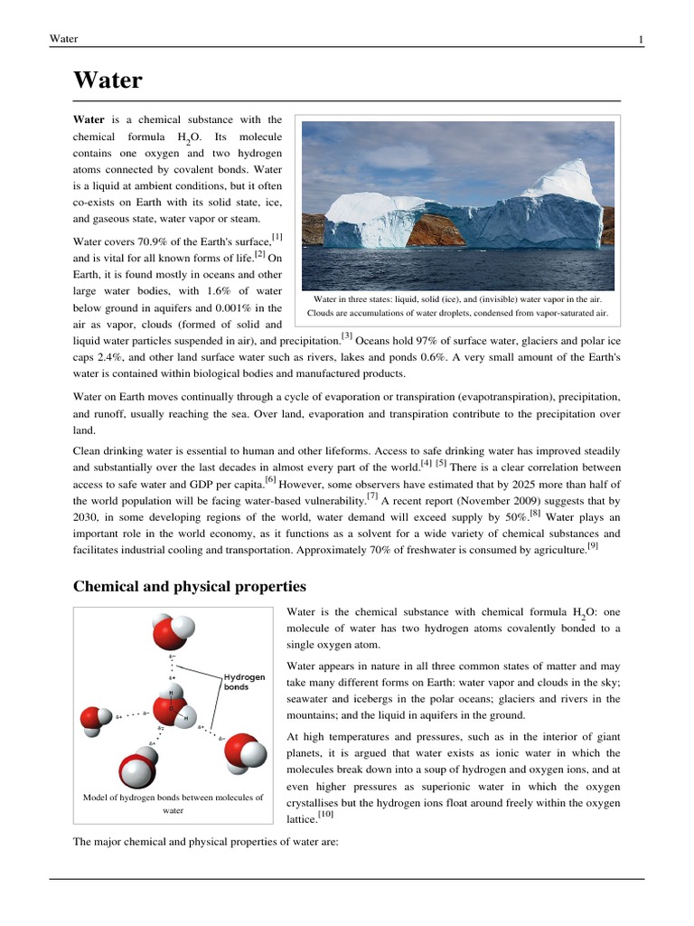 Wiki Water PDF | Download Free PDF | Properties Of Water | Water Resources