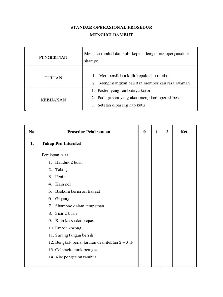 Sop Mencuci Rambut | PDF