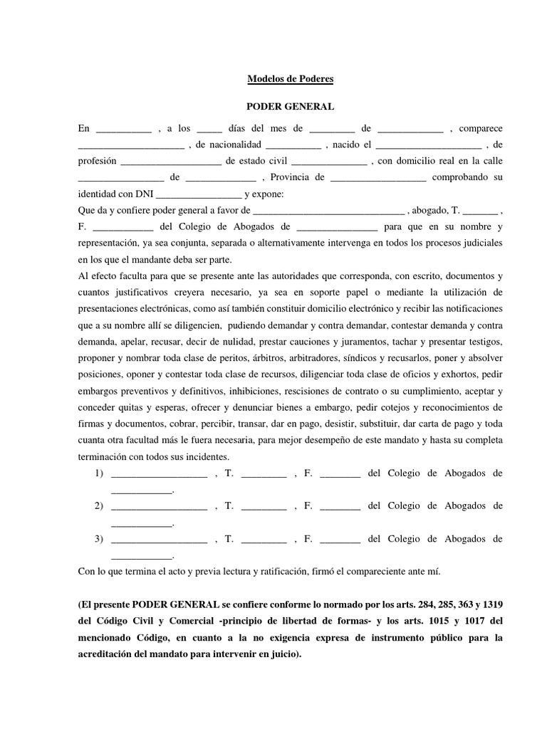Modelo de Poder General | Demanda judicial | Información del gobierno