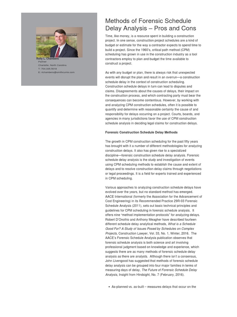 FSA - Methods of Forensic Schedule Delay Analysis - Pros and Cons | PDF | Forensic Science ...