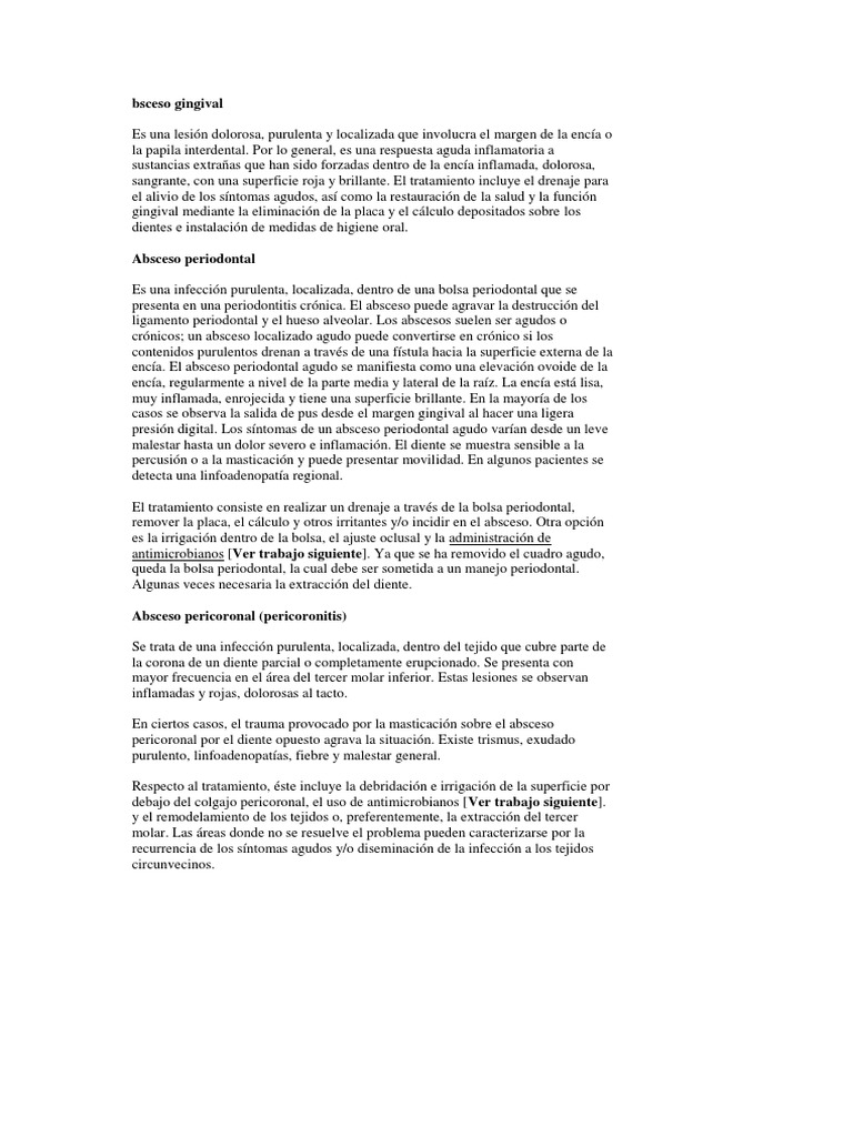 Absceso Pericoronal | PDF | Inmunología | Especialidades Medicas