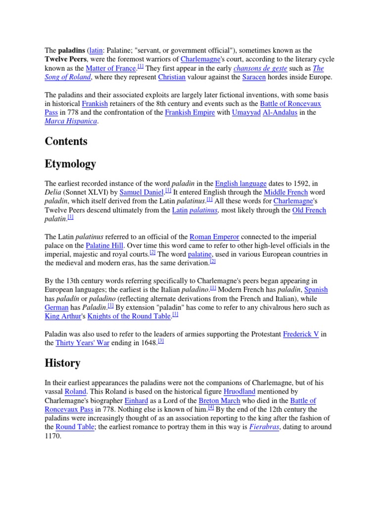 Paladins | PDF | Medieval French Literature | French Folklore
